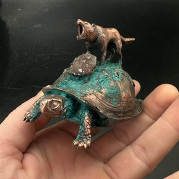 Howl ~ Copper Electroformed Turtle & Wolf – Lily In Flux