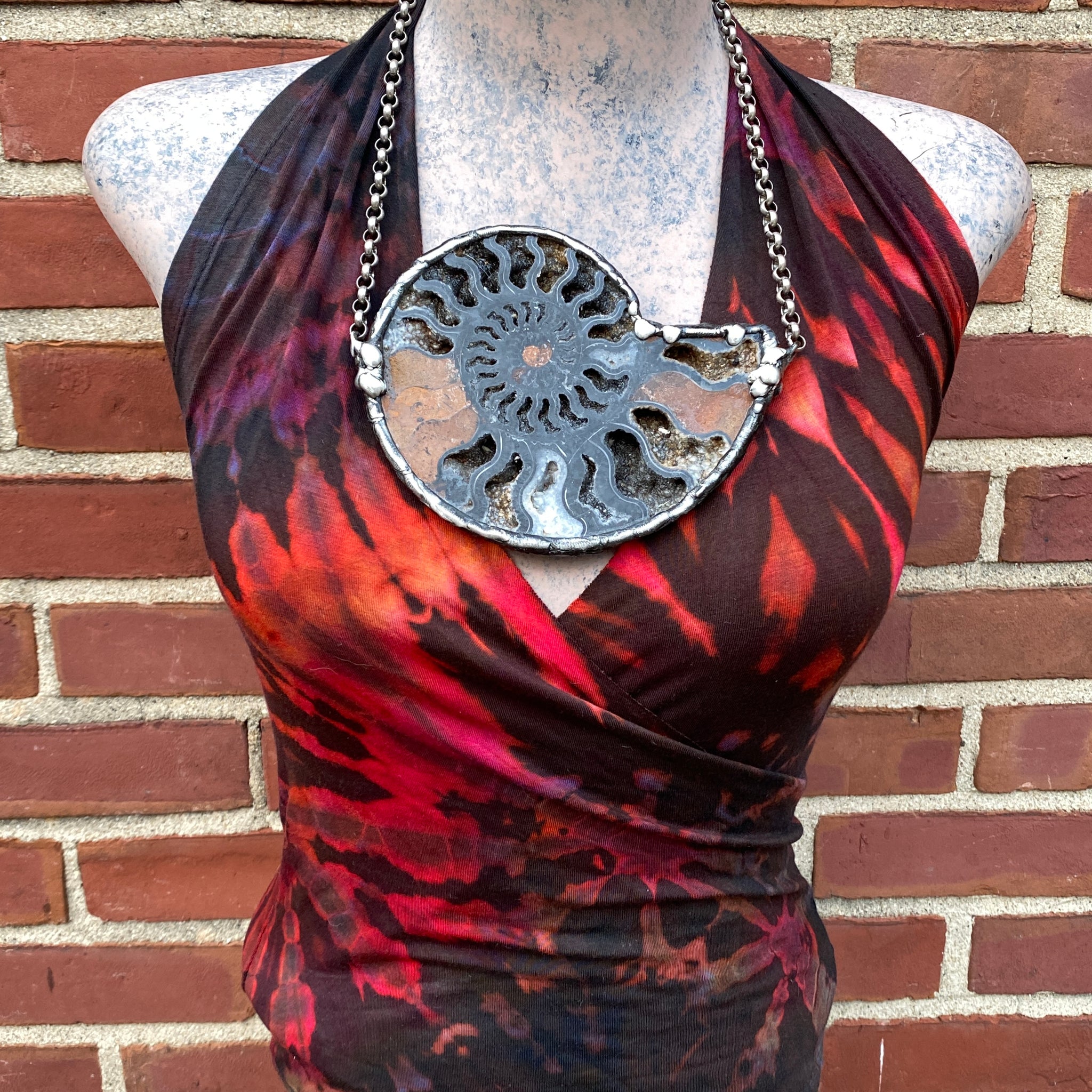 Fibonacci ~ XL Fossil Black Ammonite Necklace – Lily In Flux