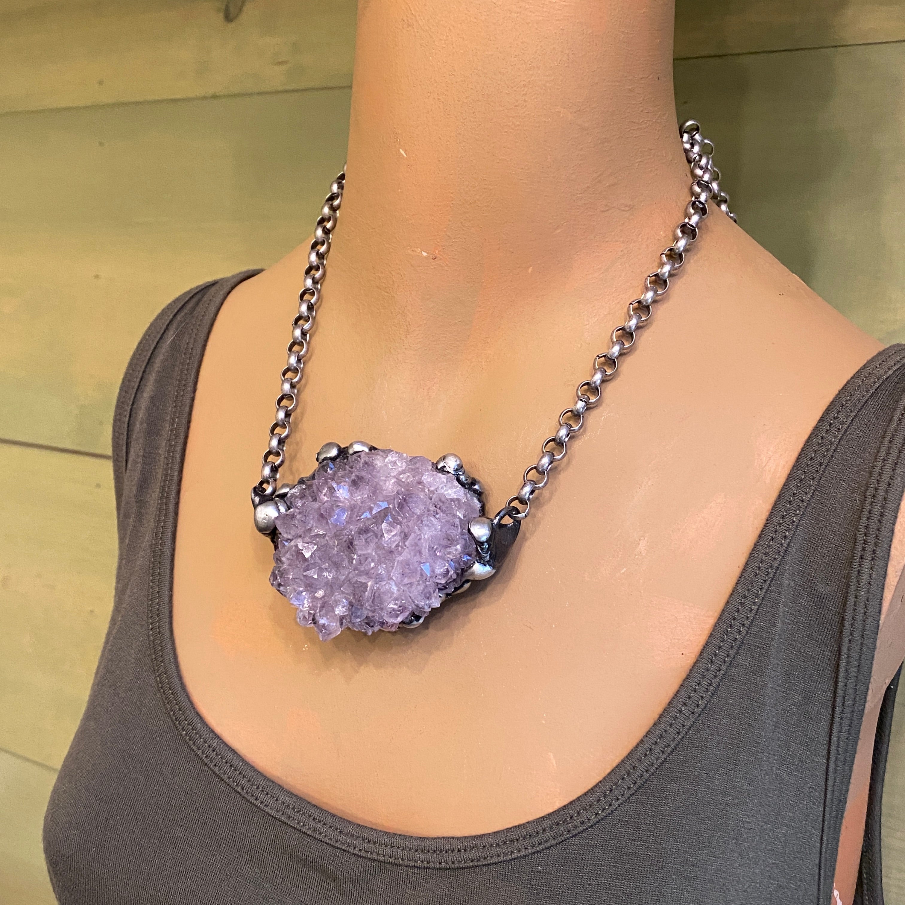 New Year's Eve ~ Amethyst Druzy Crystal Necklace – Lily In Flux