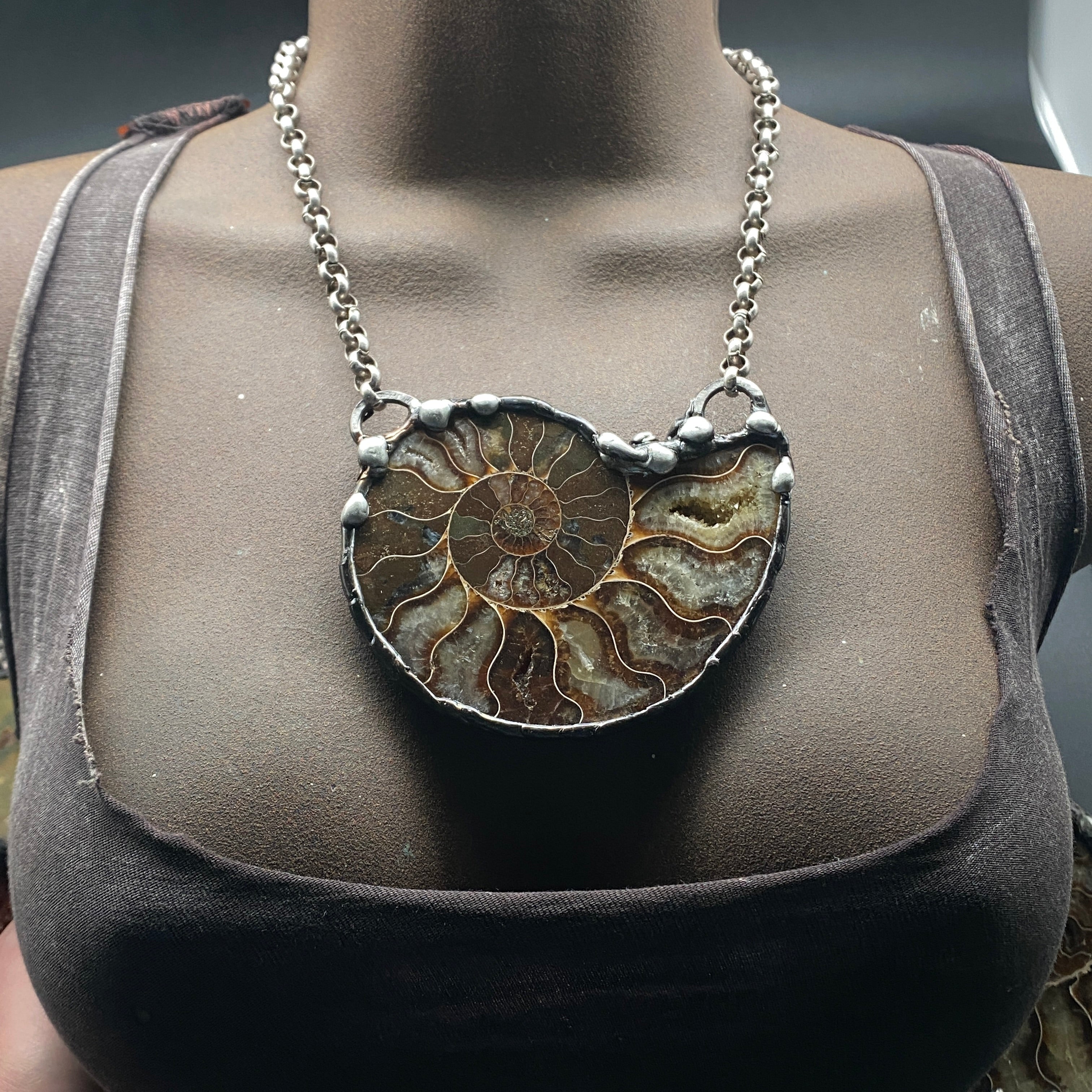 Fibonacci ~ Large Fossil Ammonite Necklace – Lily In Flux